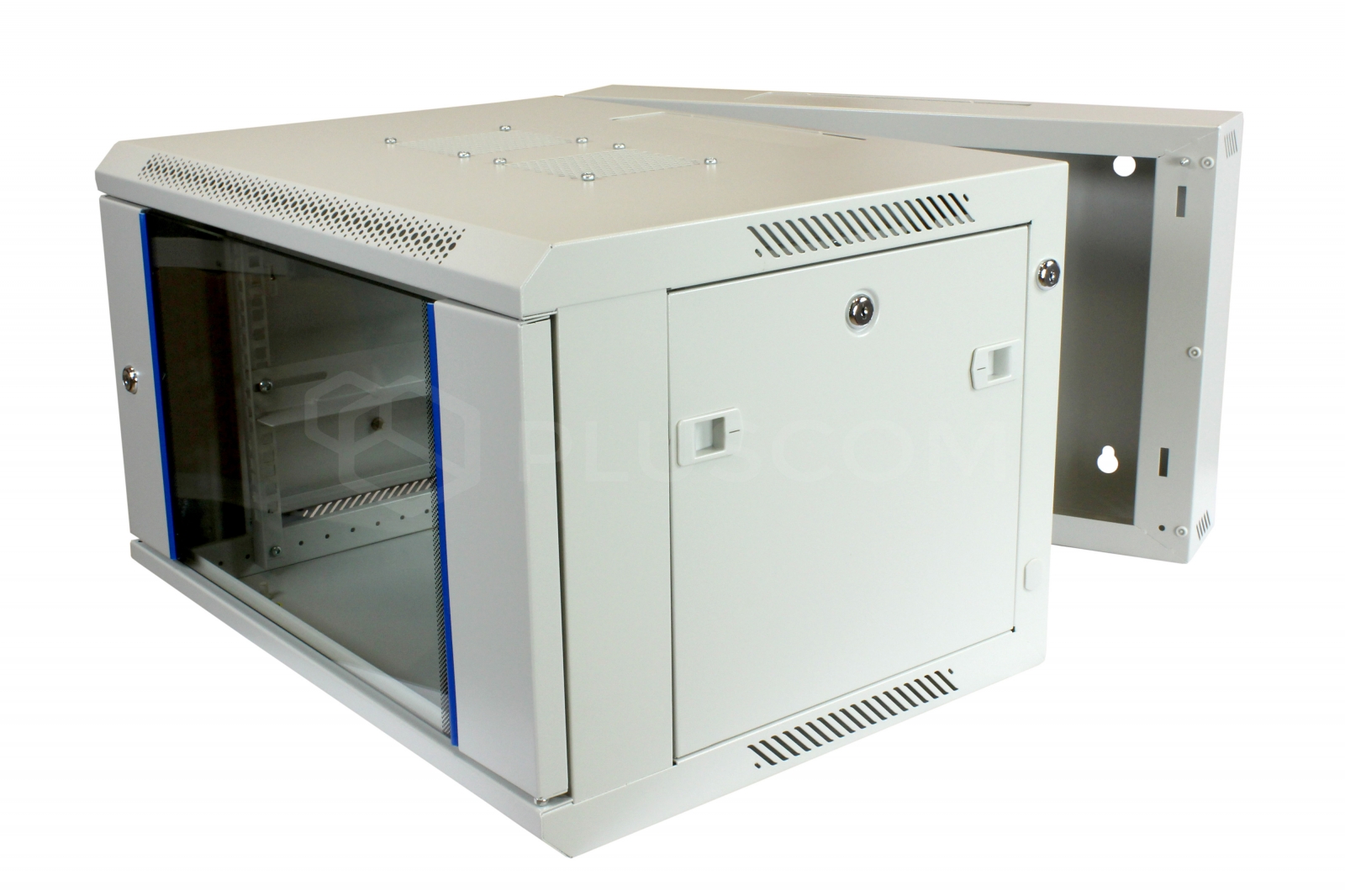 6U 19'' Swing Wallmount Cabinet glass front door D: 550mm grey