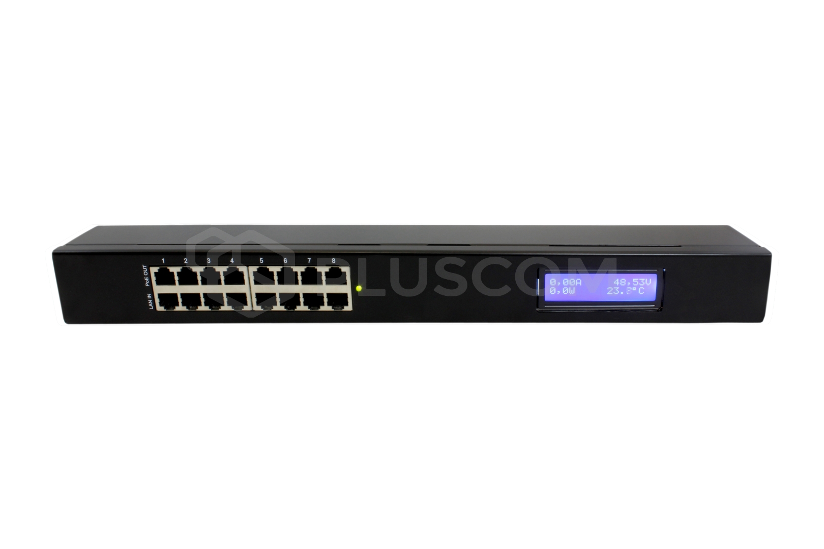 8-port PoE Adapter Rack19'' with LCD Display color black