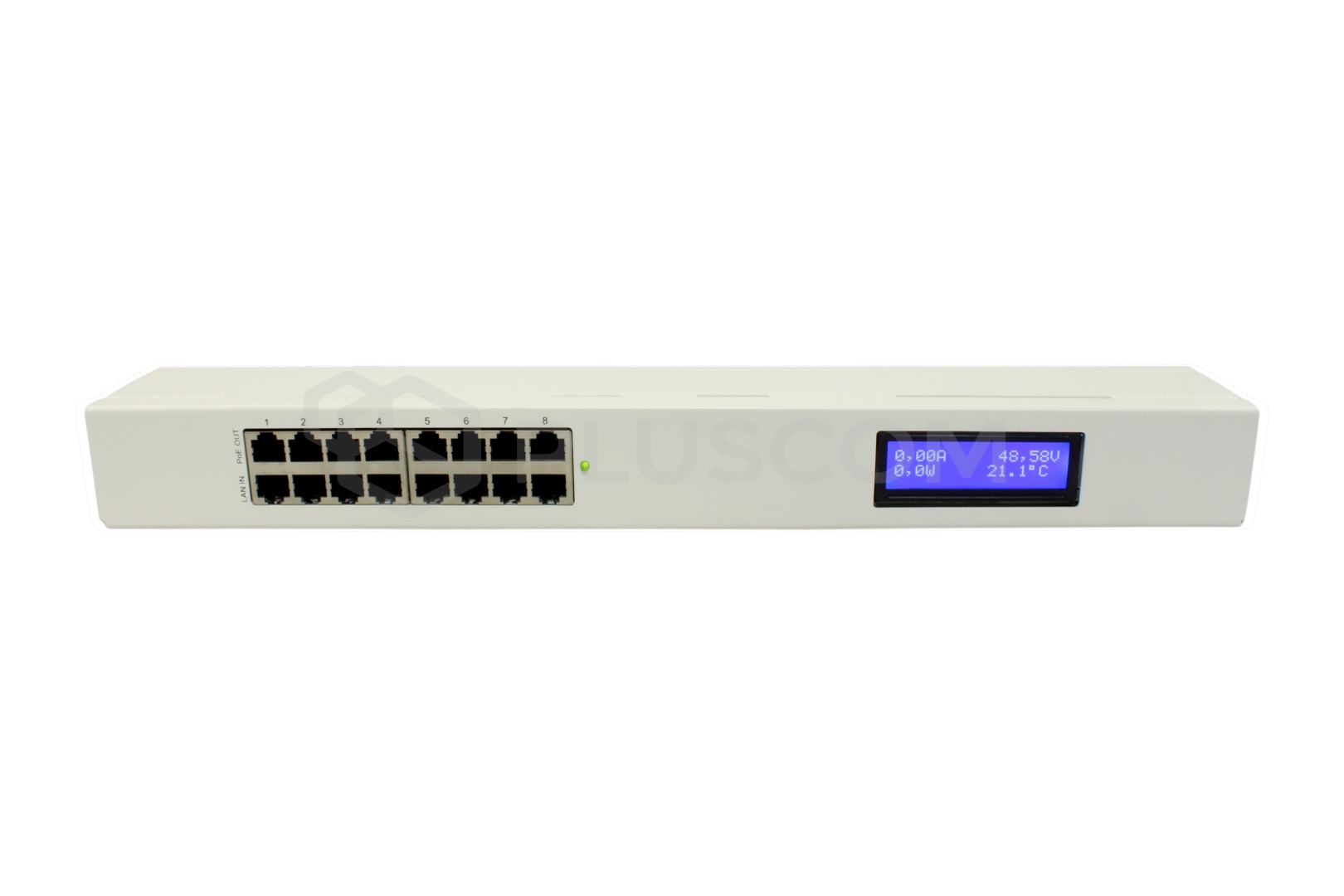 8-port PoE Adapter Rack19'' with LCD Display color white