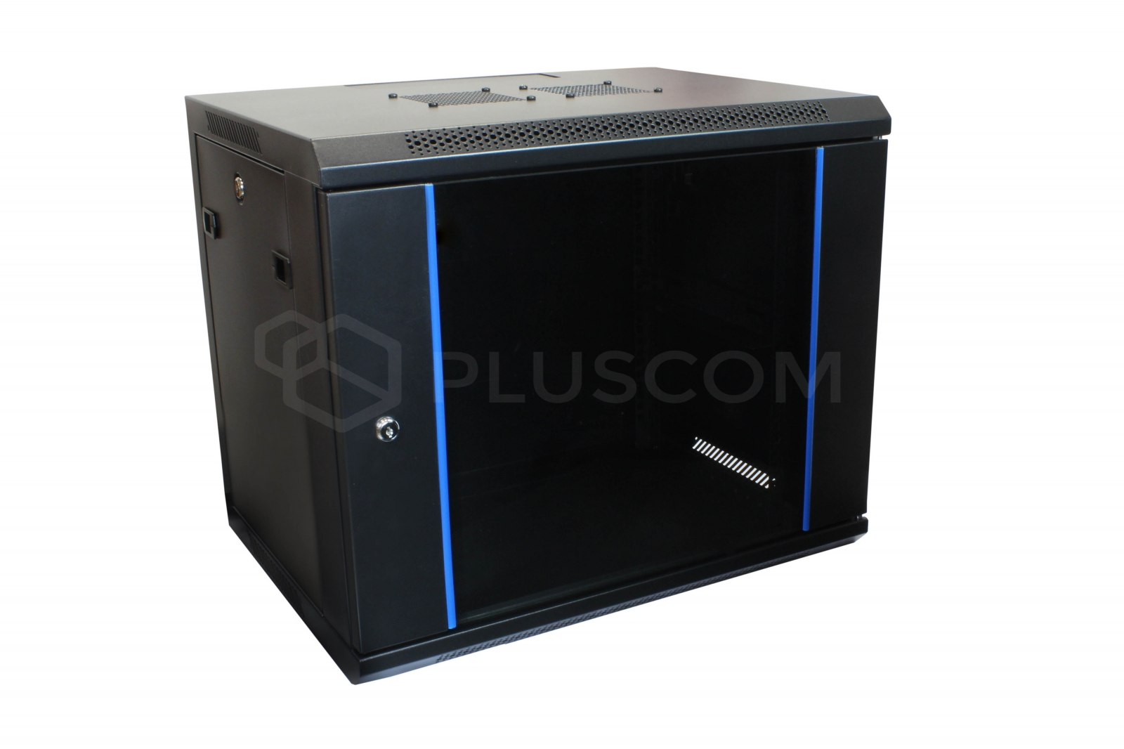 9U 19'' Fixed Wallmount Cabinet glass front door D: 450mm black
