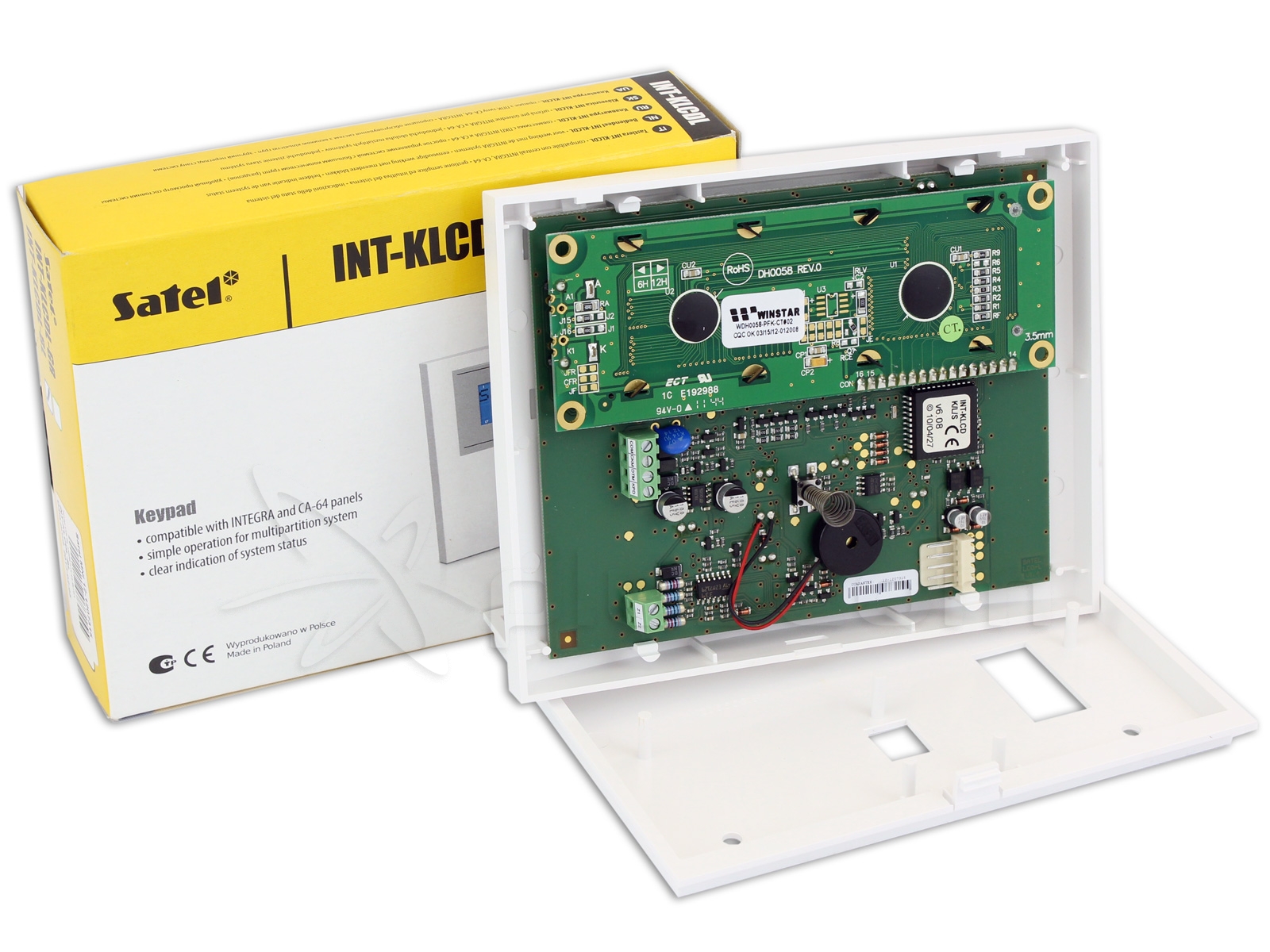 Satel INT-KLCDL-GR LCD keypad for INTEGRA control panels