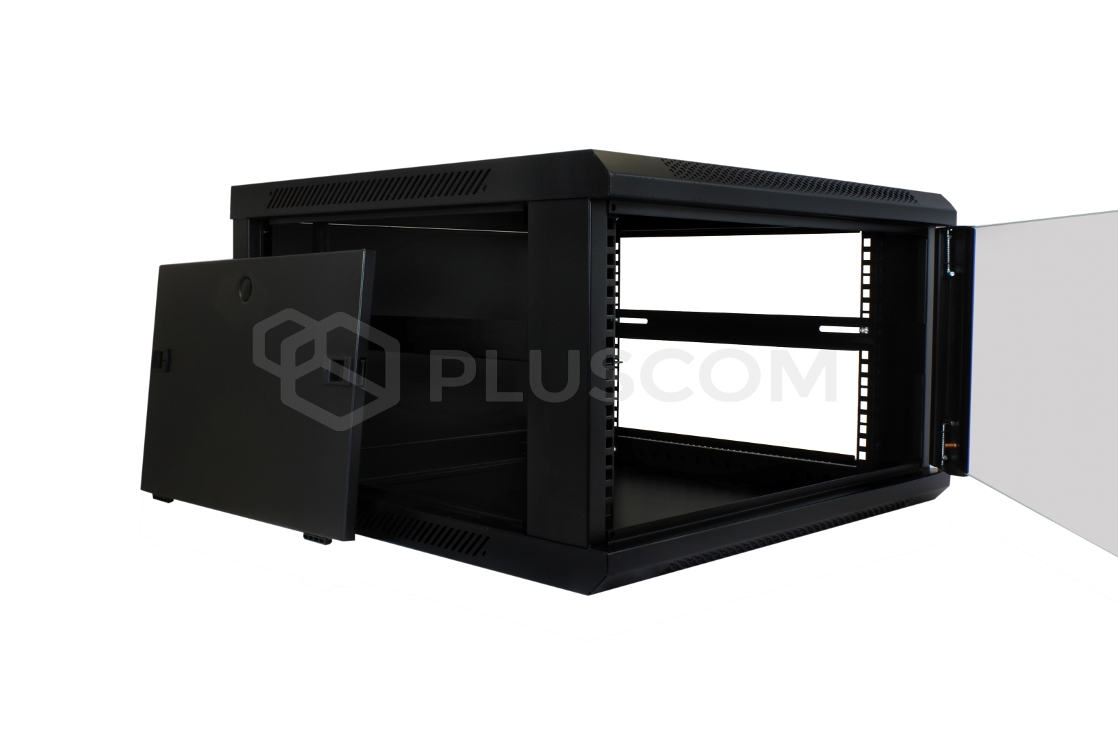 Szafa RACK 19'' 6U 600mm czarna z drzwiami szklanymi do złożenia