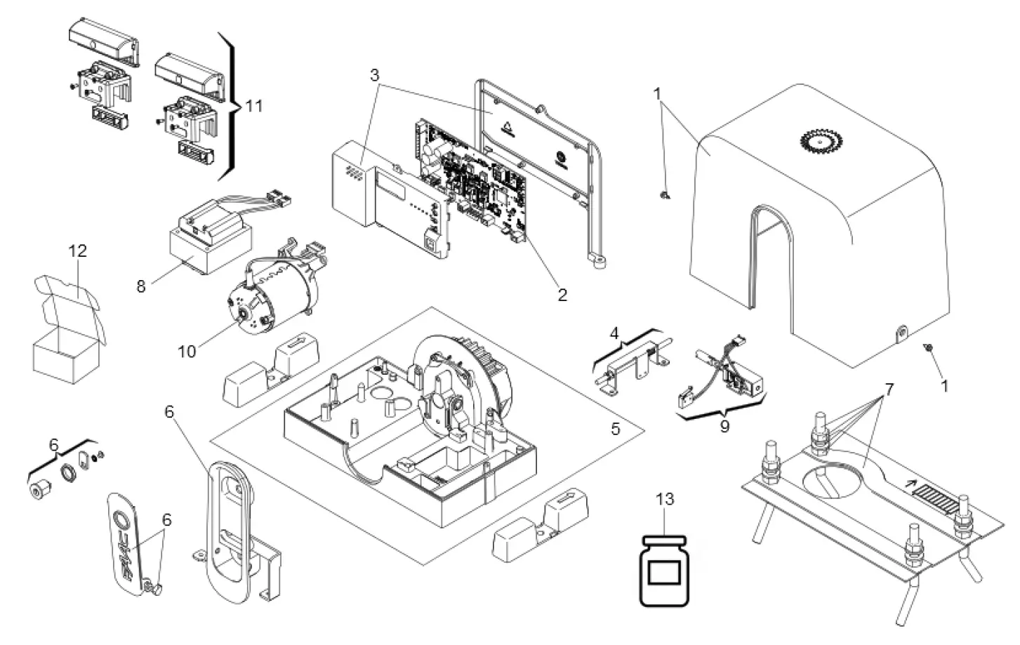 Części serwisowe, schemat do napędu Faac C721